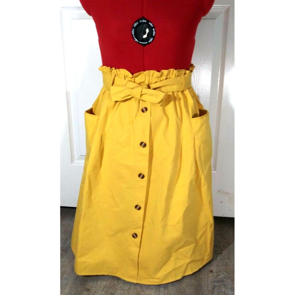 Sadie And Love Skirts Nwt Sadie Love Womens Aline Midi Skirt Mustard Yellow Cottagecore Size M
